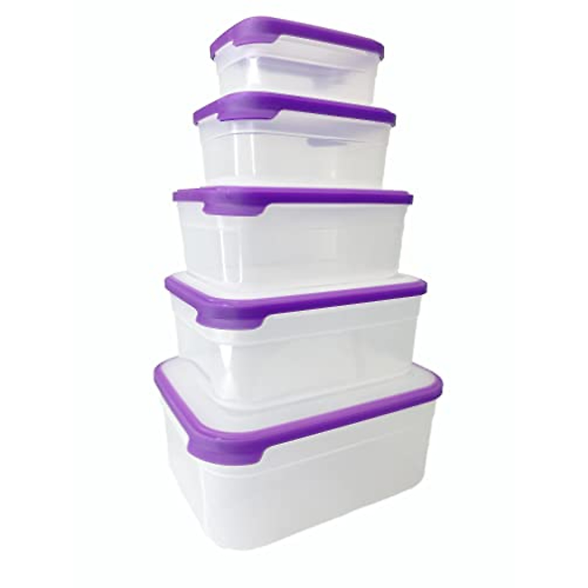 HELSIM Purple 10-Piece Containers Set with Lids for Storage, Lunch, and Meal Prep, Dishwasher & Microwave Safe
