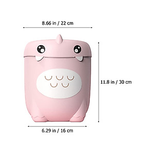 Ciieeo Pink Plastic Open-Top Trash Can, 12-Inch, Cute Animal Shape