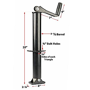Mytee Products A Frame Trailer Jack - 2000 lbs Capacity, Black | Heavy-Duty Top Wind Tongue Jack - Ideal for RV, Utility, Boat & Marine Trailers
