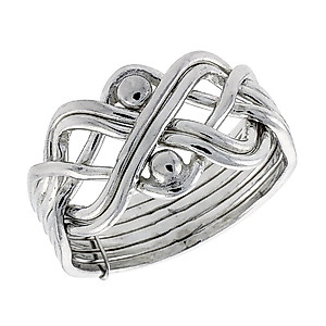 Sterling Silver 6-Piece Puzzle Ring Wire Wrapped with Beads for Men and Women 11.5mm wide size 9