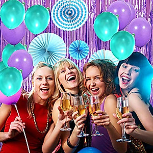 BRTOPMY 2 Packs 3.2ft x 8.3ft Purple Metallic Tinsel Curtain Shiny Foil Fringe Curtain Photo Backdrop for Birthday Party Baby Shower Barbie Trolls Party,Spa Party Mermaid Door Windows Wall Decoration