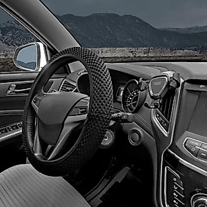 Elastic Stretch Steering Wheel Cover, 15 Inch Universal Anti-Slip Car Steering Wheel Cover for Auto Truck Van SUV, Warm in Winter and Cool in Summer, Odorless,Easy Carry (Black)