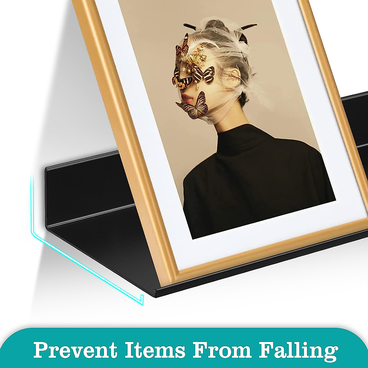 Z metnal Floating Shelves, Bedroom Shelves, Display Metal Wall Shelf for Funko Pop Speaker Figure Collection, Floating Storage Wall Decor, Aluminum, Wall Mounted, Matt Black, 20 inch, 2 Pack