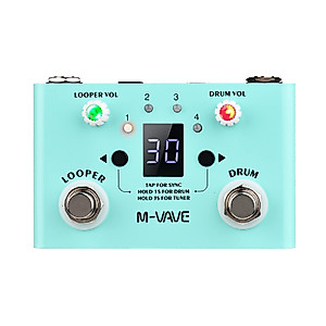 Btuty Effect Pedal Drum & Looper Effector Mini 2-in-1 Looper & Drum Machine Double Footswitch Looper Pedal Looper Guitar Pedal 30 Drums & 4 Loops High Tuner