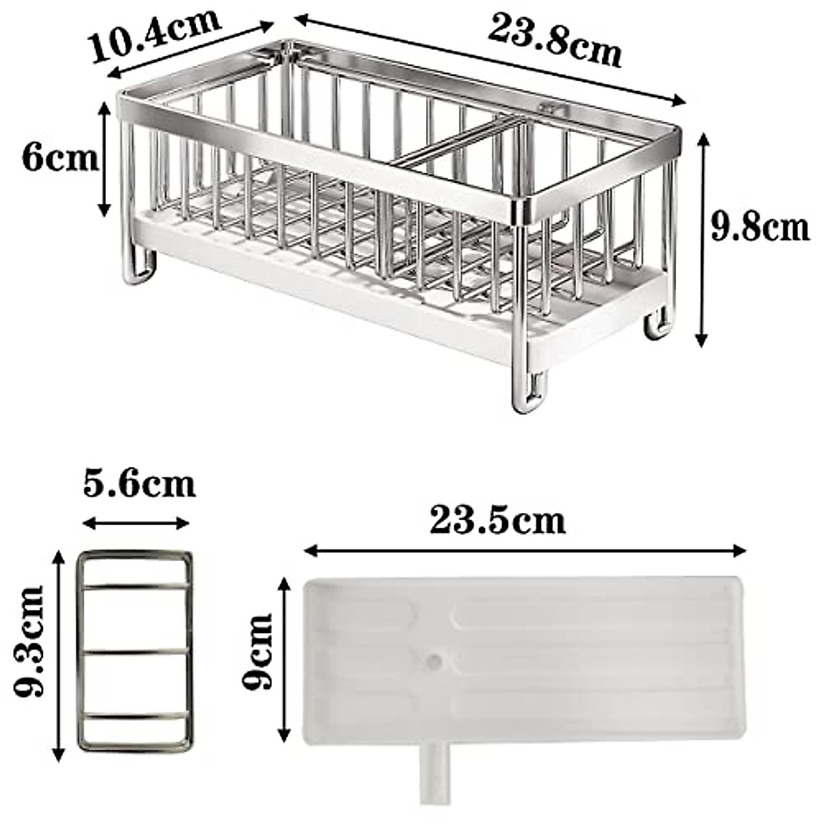 Trusthere Sink Caddy Sponge Holder for Kitchen Sink - Sink Counter Organizer-Stainless Steel Tray for Sponge, Dish Rags Brush, Soap Scrubber, and Utensils with Auto Drain Tray