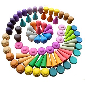 IFITMONTESSORI 81 Pcs Mandala Loose Part Kit Mandala Loose Parts Wooden Figure IFIT Montessori Materials