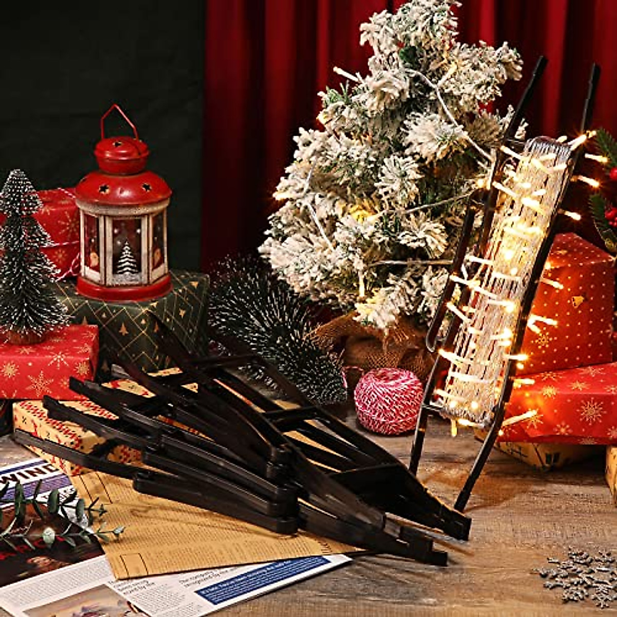 Vicenpal Christmas Lights Storage Holder, Holiday Light Storage All Purpose Light Cord Wind up Organizer for String Lights, Extension Cords, Magnet Fishing Rope (Black, 6 Pieces)