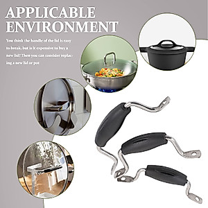EXCEART Pot Cover Handles Pot Side Handles Replacement Pot Handle Grip Heat Resistant Pot Side Handles Kitchen Cookware Supplies (Black) Metal Pot Lid Replacement Knob