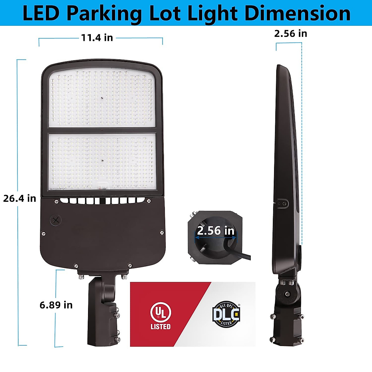 300W Outdoor LED Parking Lot Light with Slip Fitter Mount, 0-10V Dimmable, 5000K, 45000LM [1000W HPS/HID Equiv] UL/DLC Dusk to Dawn Photocell Sensor LED Commercial LED Flood Light