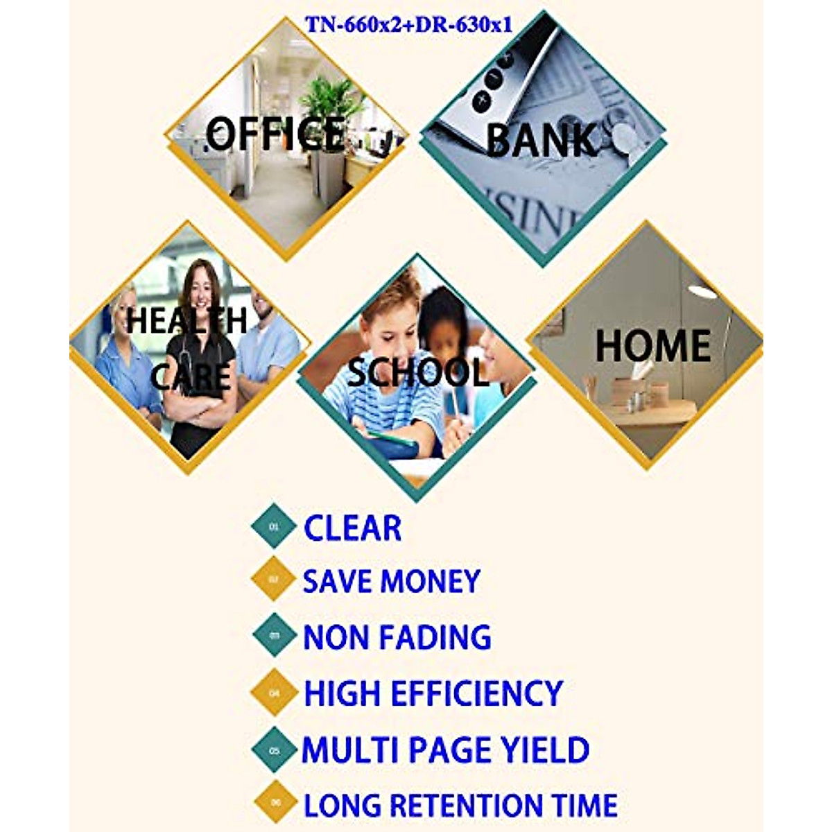 ColorPrint Compatible TN-660 Toner Cartridge DR-630 Drum Unit Replacement for Brother DR630 TN660 Used for HL-L2380DW HL-L2300D HL-L2340DW MFC-L2680W MFC-L2740DW Printer (2Toners+1Drum,Total: 3-Pack)