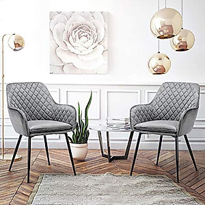 Yaheetech Dining Chairs Armchairs Velvet Upholstered Side Chairs Modern Chairs with Steel Legs and Backrest for Kitchen Dining Room Living Room Set of 2 Gray