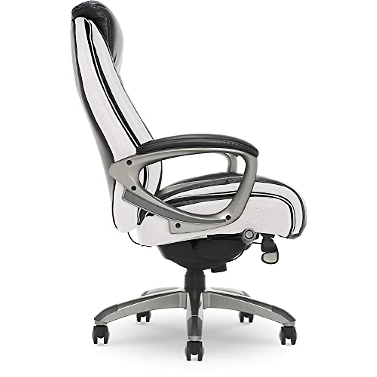 Serta Executive Office Smart Layers Technology Leather and Mesh Ergonomic Computer Chair with Contoured Lumbar and ComfortCoils, Black & White