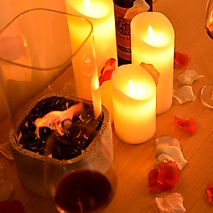 Tabletop Fireplace Indoor Out Door Tabletop Fire Pit Tabletop Fire Bowl Pot with Glass Stone Concrete Material and Windproof Glass Cover for Xmas,Valentine's Day, Birthday Party or Dining