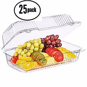 9 x 5 Dessert cake roll container Clear Hinged Lid disposable 9 x 5 great for Loaf Deep Cookies plastic containers disposable donut sandwich clamshell containers for food Takeout Trays (Pack of 25)