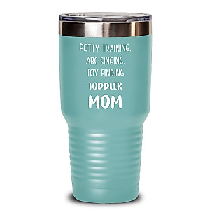 Abc Tumbler Potty training, ABC singing, toy finding toddler mom Funny Gift idea 30oz, Teal Green
