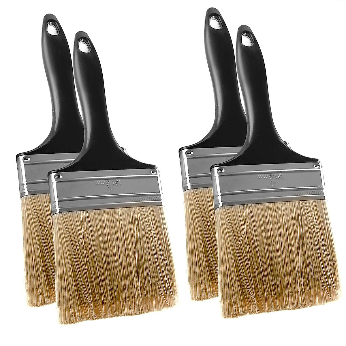 KINJOEK 4 Packs 4 Inch Paint Brushes, Home Wall Trim House Wide Chip Paintbrush Set, Professional Multi-Purpose Repair Tools for DIY Paint Stains Varnishes Glues Acrylics Cabinet Deck Fence Edge Door