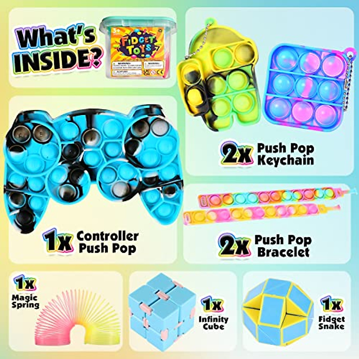 Fidget Sensory Toy Pack with Stress Balls for Kids, Teens and Adults, 60 Pack Figit Toys for Therapy Office Decor and Calm Corner Classroom, Fun Fidgeting Game for ADHD, Autism, Stress and Anxiety