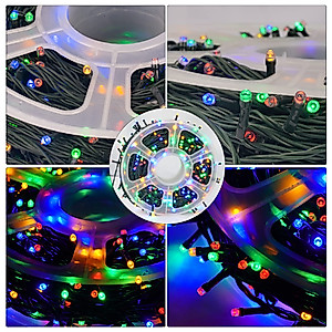 FUNPENY 164FT 500 LED Christmas Indoor Outdoor Decorative String Lights, 8 Modes Waterproof Green Wire LED Fairy Light for Xmas Party Wedding Garden Home Decoration (Multi-Colored)