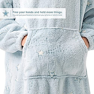Cozy Bliss Wearable Blanket Hoodie Glow in The Dark Oversized Hooded Sweatshirt Lightweight with Giant Hood Pocket Super Soft Warm Comfy Plush Gifts for Kids Women Men Birthday Halloween
