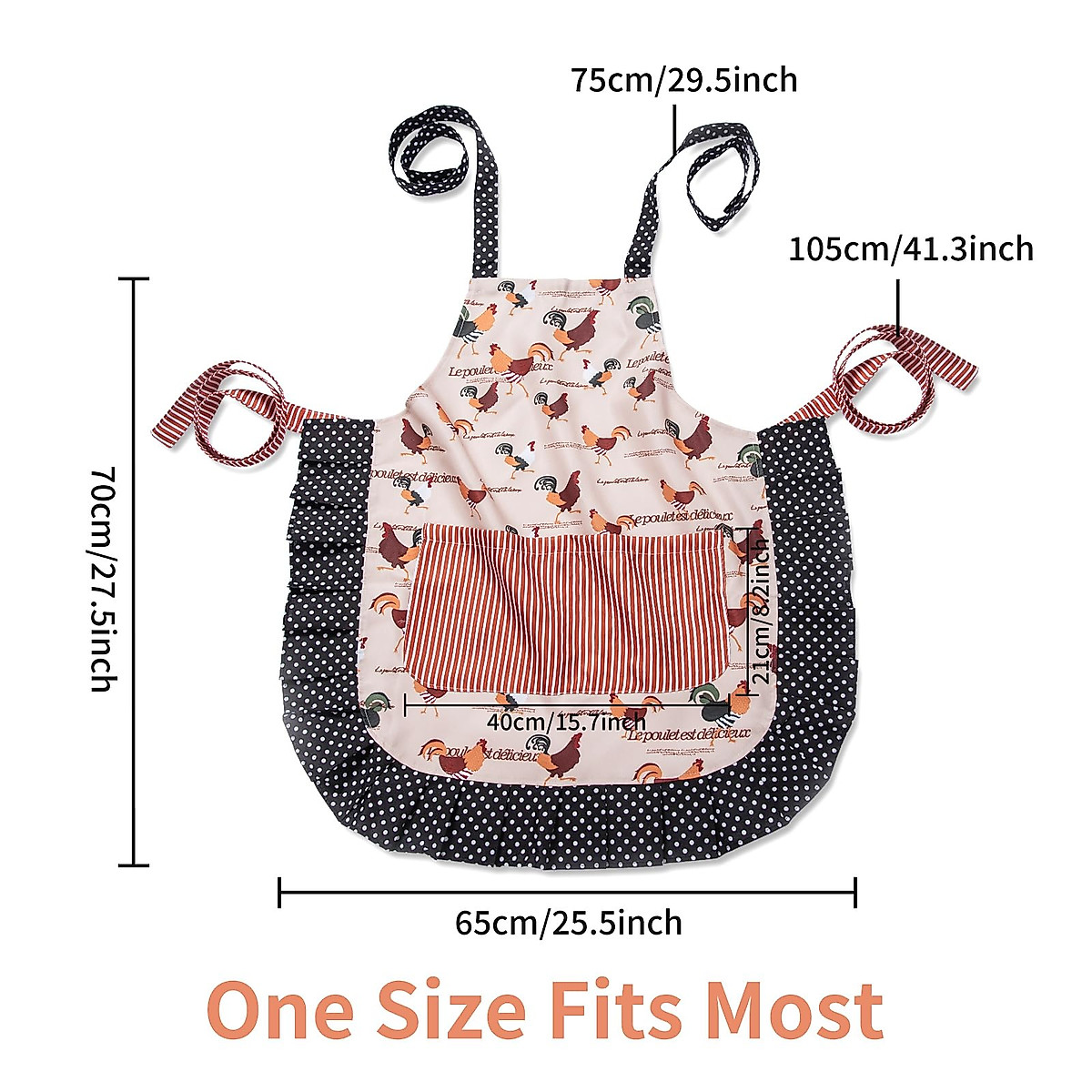 Alex Virtue Lovely Flower Pattern Retro Aprons With Large Pockets for Women Girls Cooking Kitchen Bakery Mother's Gift (Lovely Chicken)