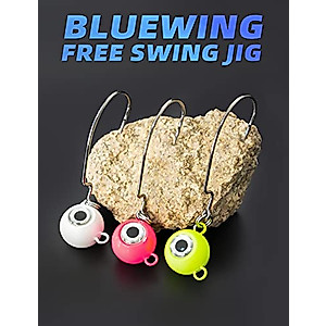 BLUEWING Free Swing Jig Head 1pc Freshwater Fishing Lures Lead Head Jig for Perch Crappie Bluegill Bass Fishing, Size 3oz, Yellow/Green