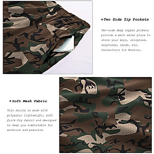 G Gradual Men's 7" Workout Running Shorts Quick Dry Lightweight Gym Shorts with Zip Pockets (Green Camo X-Large)