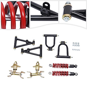 TFCFL Front Suspension Shock Swing Arm Kit Upper Lower Swingarm Steering Knuckle Spindle Kit For ATV Quad Bike Go Kart Buggy DIY Parts, 3 Flange Holes