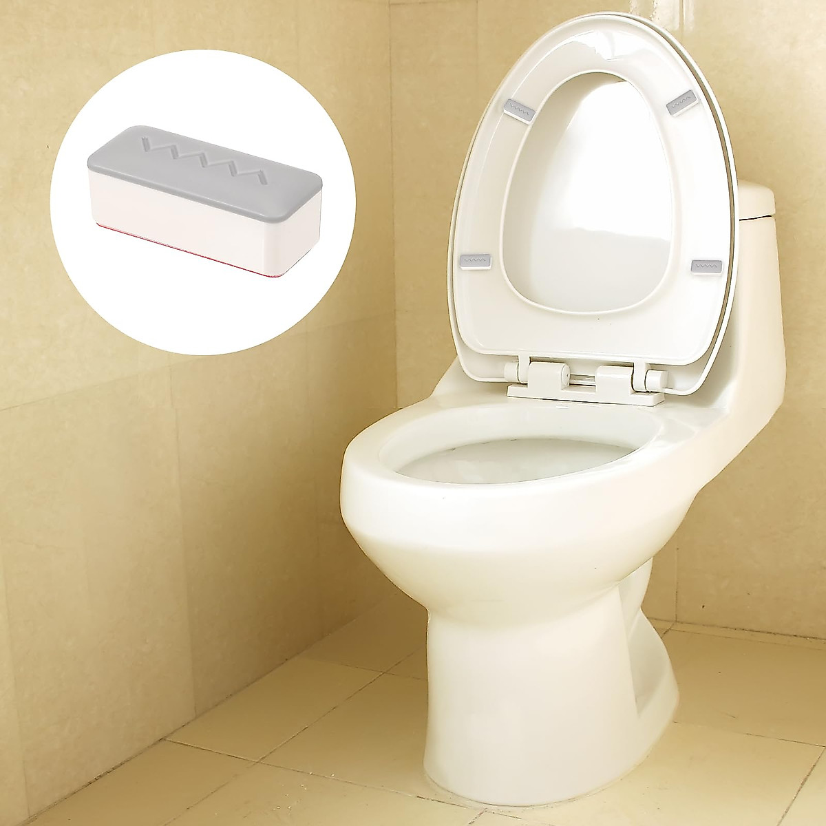 uxcell 6 Pcs Toilet Seat Bumper Kit, 20mm Thickness Bidet Bumpers Pads Rubber Square Seat Spacer Replacement with Strong Adhesive for Toilet Cover