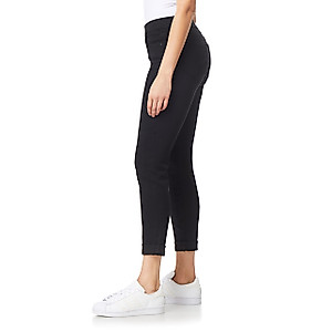 WallFlower Women's Pull On Denim Cropped High-Rise Insta Soft Juniors Jeans, Noir Ankle, 13