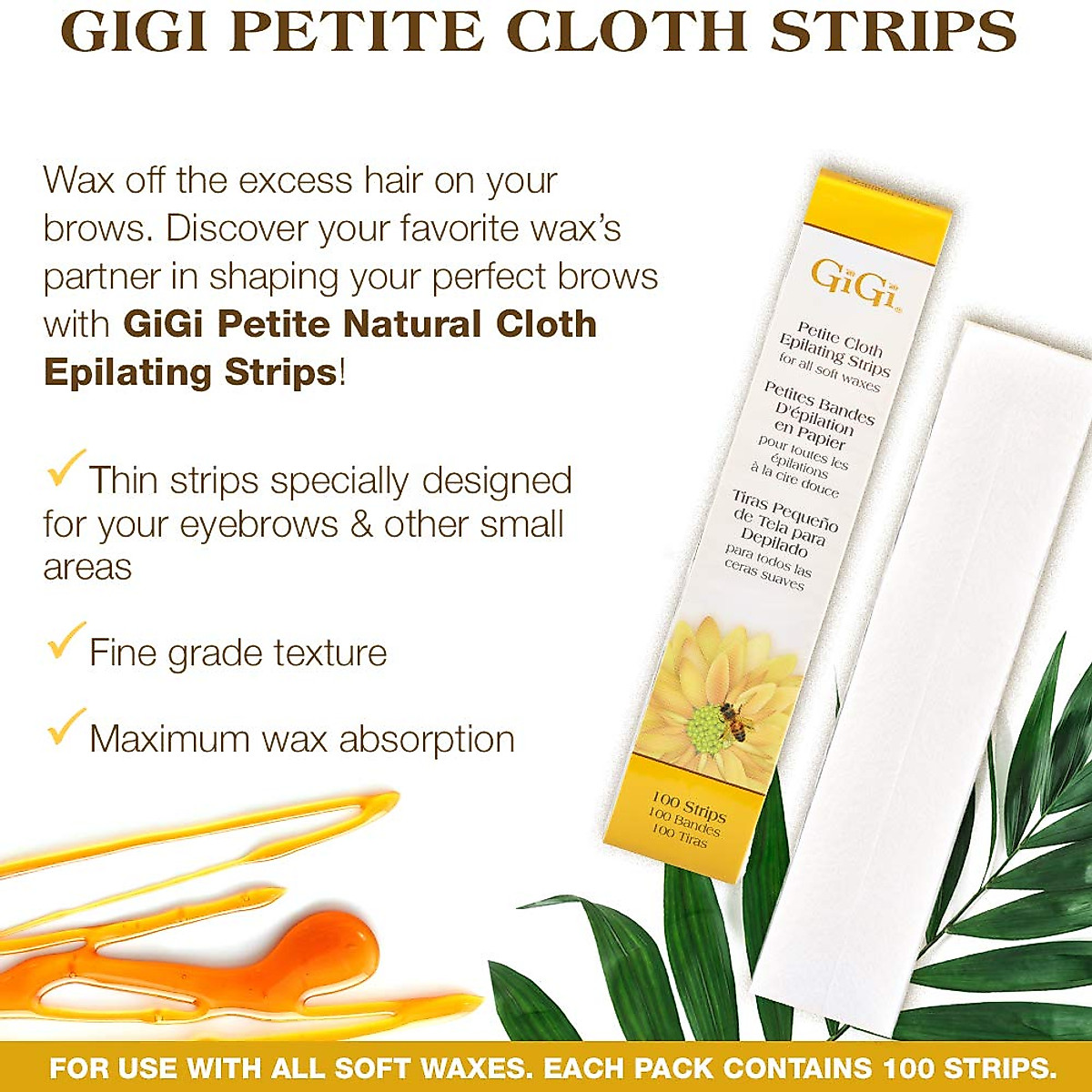 GiGi Petite Cloth Epilating Strips for Soft Hair Removal Wax, 100 strips x 4 pack