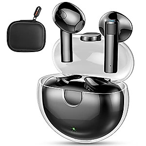 MAXROCK True Wireless Earbuds,TWS Bluetooth Headphones Stereo Powerful Sound TWS Earphones,30H Playtime,Sweat Proof Dual Bluetooth 5.2 Headset with Built-in Mic for Sports,Transparency Black (Black)