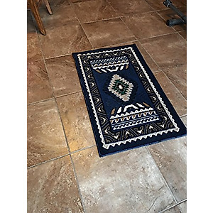 Southwest Native American Door Mat Area Rug Navy Blue Design D143 (2 feet X 3 Feet 4 inch)