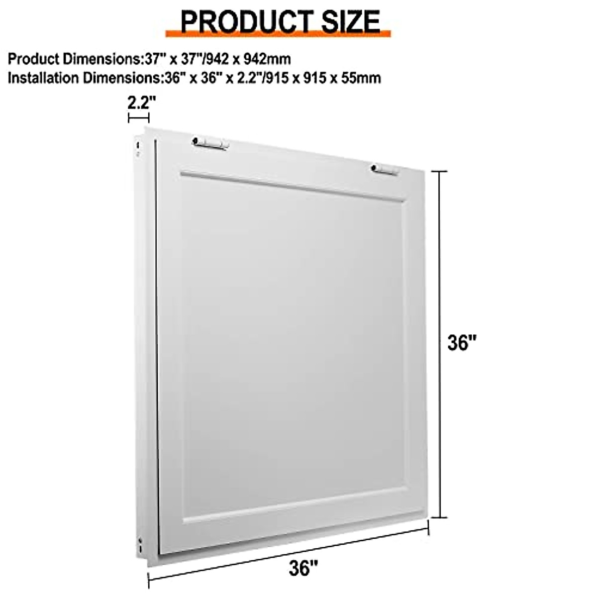 Sidasu Concession Window 36'' x 36''Concession Stand Serving Window with Awning,Lamp Tube and Door Handrail ,Concession Window for Food Trucks Glass Not Included