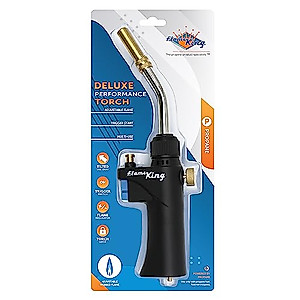 Flame King FK-028CGA High Intensity Propane Torch Head for Soldering, Brazing, Plumbing, Lighting Charcoal/Fire Pits,Compatible with 1LB Cylinders, MAPP, and MAP-PRO