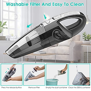 KOCASO Portable Handheld Vacuum Cleaner Automative Vacuum Cordless Rechargeable with High Power and Strong Suction Mini Lightweight Car Vacuum Cleaner Wet Dry for Dust,Car,Home, Pet Hair