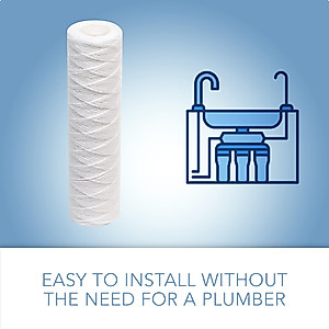 CFS 5 Micron 10" x 2.5" String Wound Sediment Water Filter Cartridge,6 Pack,Whole House Sediment Filtration, Universal Replacement for Most 10 inch RO Unit