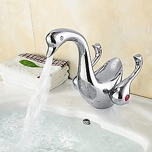 X9608B - Deck Mounted 2 Models 3 Colors Brass Material Swan Basin Mixer - ( Surface Finishing: Brass/ Color: Chrome )