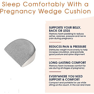Hicare Pregnancy Pillow Wedge for Maternity | Memory Foam Pregnancy Pillow for Sleeping, Back, Knees and Legs | Belly Support Maternity Wedge