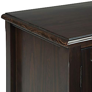 SIMPLIHOME Burlington SOLID WOOD 72 inch Wide Transitional TV Media Stand in Mahogany Brown For TVs up to 80 inches for the Living Room and Entertainment Center