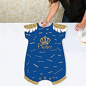 Big Dot of Happiness Royal Prince Charming - Baby Bodysuit Guest Book Sign - Baby Shower Guestbook Alternative - Signature Mat