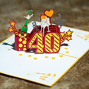 DKT Handmade Happy birthday pop up card, 3D Popup Greeting Cards (Happy Birthday Number Age 40th pop up card)