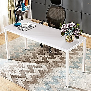Need White Computer Desk, 63 inches Home Office Desk, Large Writing Desk, Long Workstation Office Desk