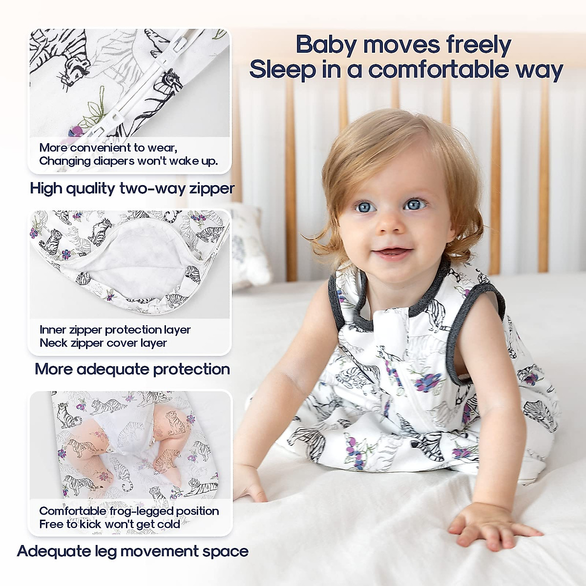 Domiamia Baby Sleep Sack 0.6 Tog Ultra Breathable Cotton Blend Muslin Toddler Sleeping Sack 24-36 Months Dryable Lightweight Unisex Wearable Blanket