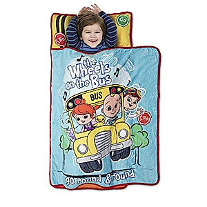 CoComelon Kids Nap-Mat Set – Includes Pillow and Fleece Blanket – Great for Boys or Girls Napping During Daycare, Preschool, or Kindergarten - Fits Toddlers and Young Children