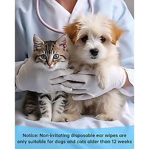 Vostuve Dog Ear Wipes Finger, Ear Finger Wipes for Dogs & Cats, Ear Cleaner Finger Wipes for Ear Wax, Debris, Deodorizes, Relieve Ear Itching & Inflammation, Natural Pet Ear Wipe for Dog, 50 Count