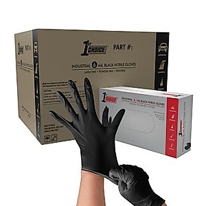 1st Choice Black Gloves Disposable Latex Free - Nitrile Gloves Medium Black Gloves Gloves for Cooking - 6 mil, Case of 1000