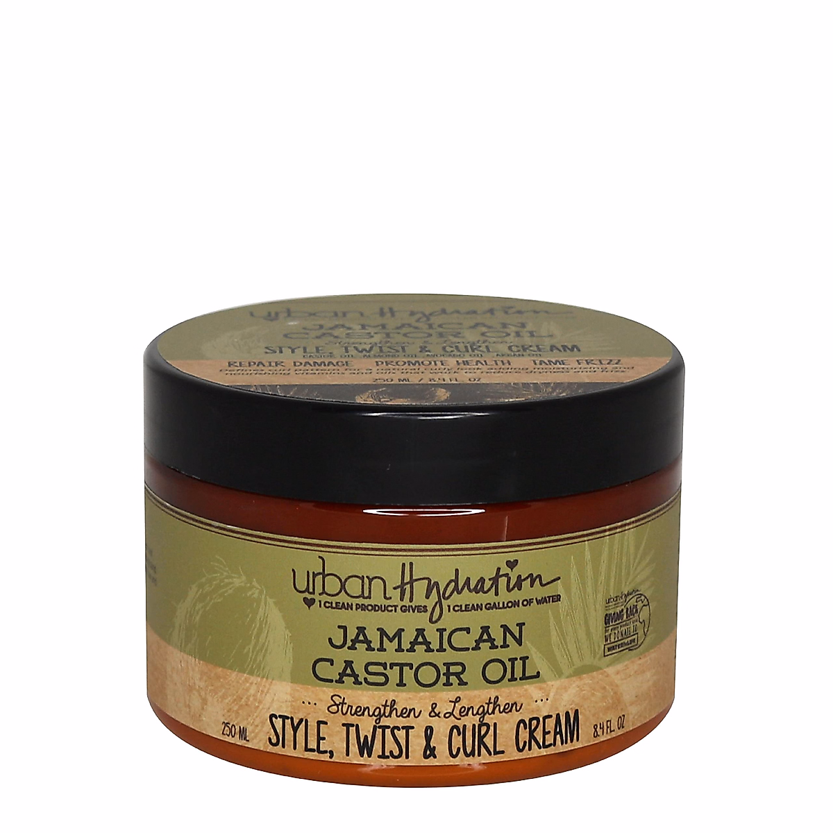 Urban Hydration Jamaican Castor Oil Curl Styling Cream | Sulfate, Paraben and Dye Free, Moisturizes, Thickens, Prevents Breakage and Lengthens For Strong Hair, All Hair Types, 8.4 Ounces