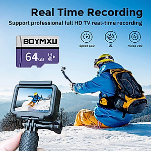 TF Memory Card 64GB,BOYMXU TF Card with Adapter,High Speed Memory Card Class 10 TF Card Memory Card for Phone Camera Computer-Purple
