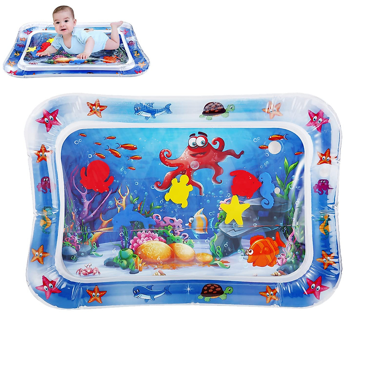 PandaEar Water Play Mat for Babies Floor, Water Tummy Time Mat, Water Pad Baby Sensory Mat, Inflatable Baby Tummy Time Water Mat for Girl Boy, Kids Infants Newborn Tummy Time Toys 0 3 6 12 Months