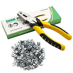 PAULOZYN 600PCS Wire Cage Clips and Wire Cage Pliers Kits, Pet Poultry Chicken Rabbit Bird Cage Building Installation Wire Cage Fasten Clips Buckle Pliers ​Tools